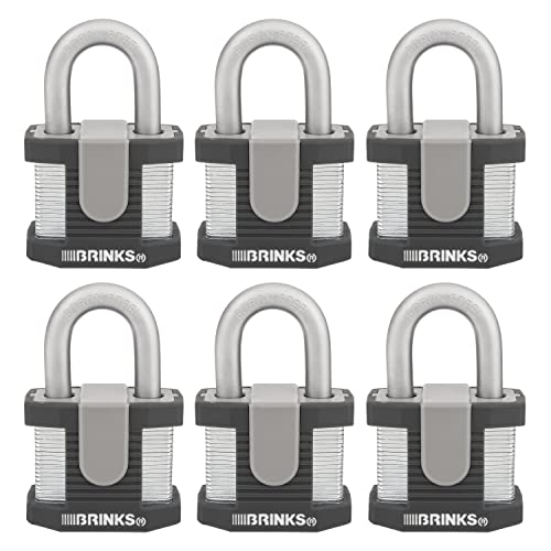 BRINKS - 50mm Commercial Laminated Steel Keyed Padlock, 6-Pack - Solid Steel Body with Boron Steel Shackle