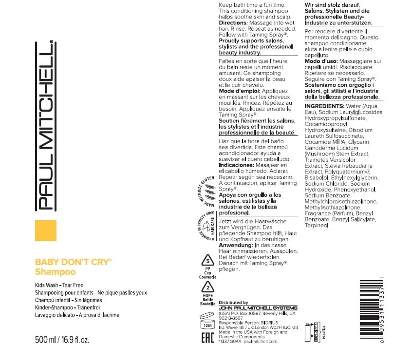 Paul Mitchell Baby Don’t Cry Shampoo, Kids Wash, Tear Free, For All Hair Types, 16.9 fl. oz.