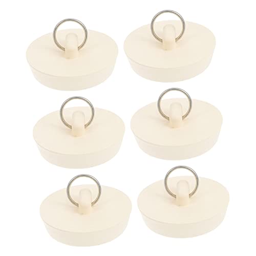 PRETYZOOM Kitchen Sink Stopper 6pcs Rubber Sink Stopper Water Plug White Tub Bathtub Drain Parts