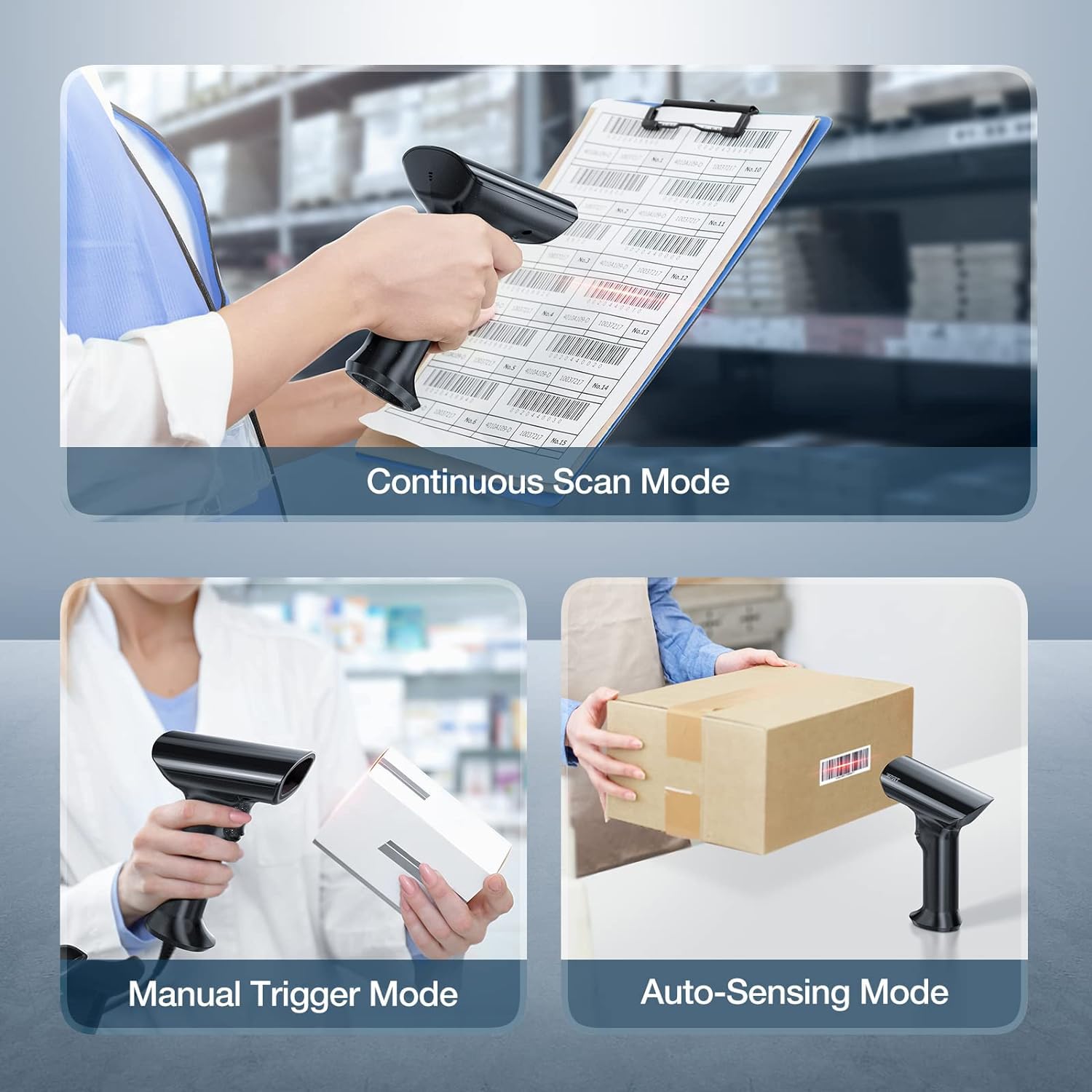 Bluetooth Barcode Scanner, iDPRT 1D 2D QR Wireless Barcode Scanner, Handheld UPC EAN Label Screen Reader with Android iOS Windows, USB Wired, Rechargeable for Retails Supermarket Warehouse Library