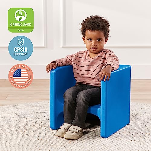 ECR4Kids Tri-Me 3-in-1 Cube Chair, Kids Furniture, Blue, 4-Piece