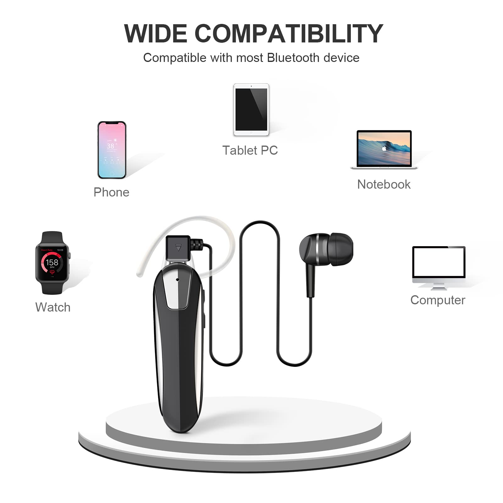 Bluetooth Earpiece for Samsung Galaxy S23 Ultra, Wireless Bluetooth Headset with Mic,48 Hrs Talk Time IPX7 Waterproof Wireless Earpiece for Driver/Business, Hands-Free Headset for Galaxy S22 Ultra A13
