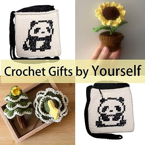 Crochet Kit for Beginners 12 Colors Acrylic Yarn Set with Crochet Hook Crochet Knitting Crafts Starter Pack for Adults and Kids(Yarn+Tool)