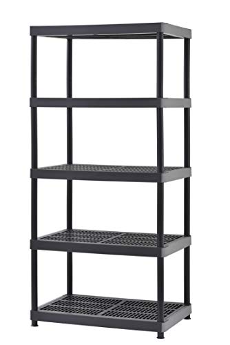 Juggernaut Storage 5-Level Heavy Duty Plastic Shelving System, Black/Gray (RSHD3624-5BG)