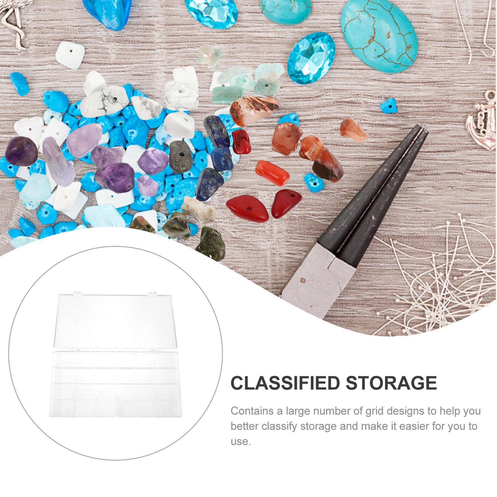 FOMIYES 1Pcs Nail Art Tip Storage box Nail Charm Storage Organizer Transparent False Nail Container Plastic Bead Storage Case with Movable Dividers for Small Earring Jewelry Craft