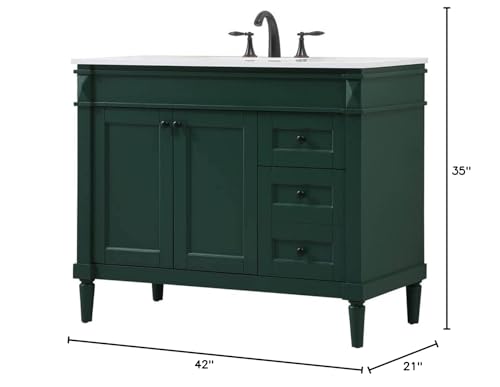 Elegant Decor Indoor Modern Under Sink Bathroom Fixtures Storage Organizer Cabinet 42 inch Single Bathroom Vanity - Green