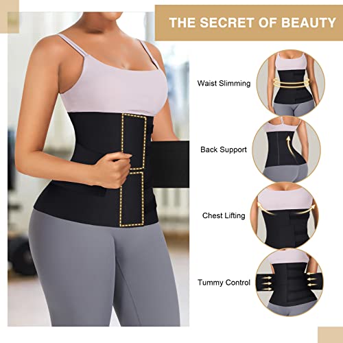 FeelinGirl Waist Trainer for Women Three Trimmer Belts Workout Plus Size Tummy Underbust Sport Girdle Body Shaper With Velcro