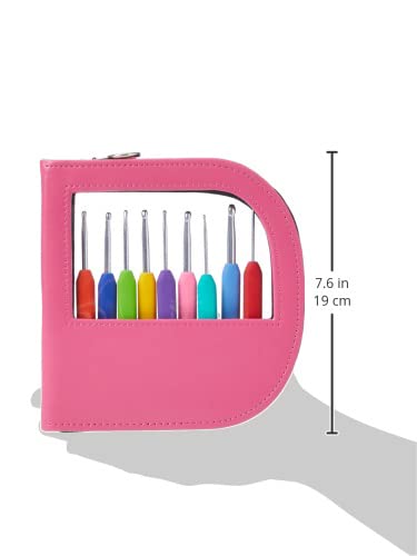Knit Pro Crochet Needle Kit 09 Units - Waves - 30922 - Knitpro, Pink, 3.5 to 6.00, Single Waves (KP30922)