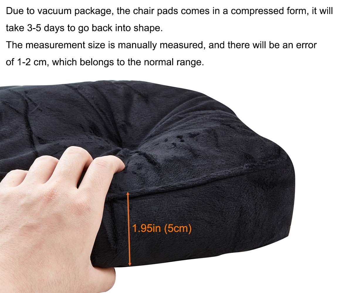 Big Hippo Chair Pads Square Chair Cushion with Ties Soft Thicken Seat Pads Cushion Pillow for Office,Home or Car Sitting 17" x 17"(Black)