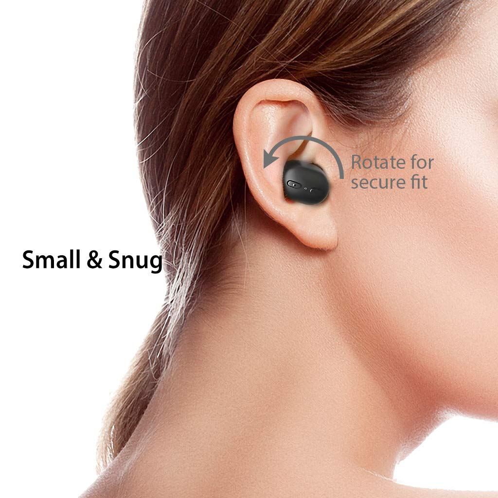 Avantree [New Version] TWS110 Mini True Wireless Earbuds for Small Ears Canals, Sport Bluetooth 5.0 Earphones with Volume Control & Mic, Clear Sound, Charging Case, 28H Playtime