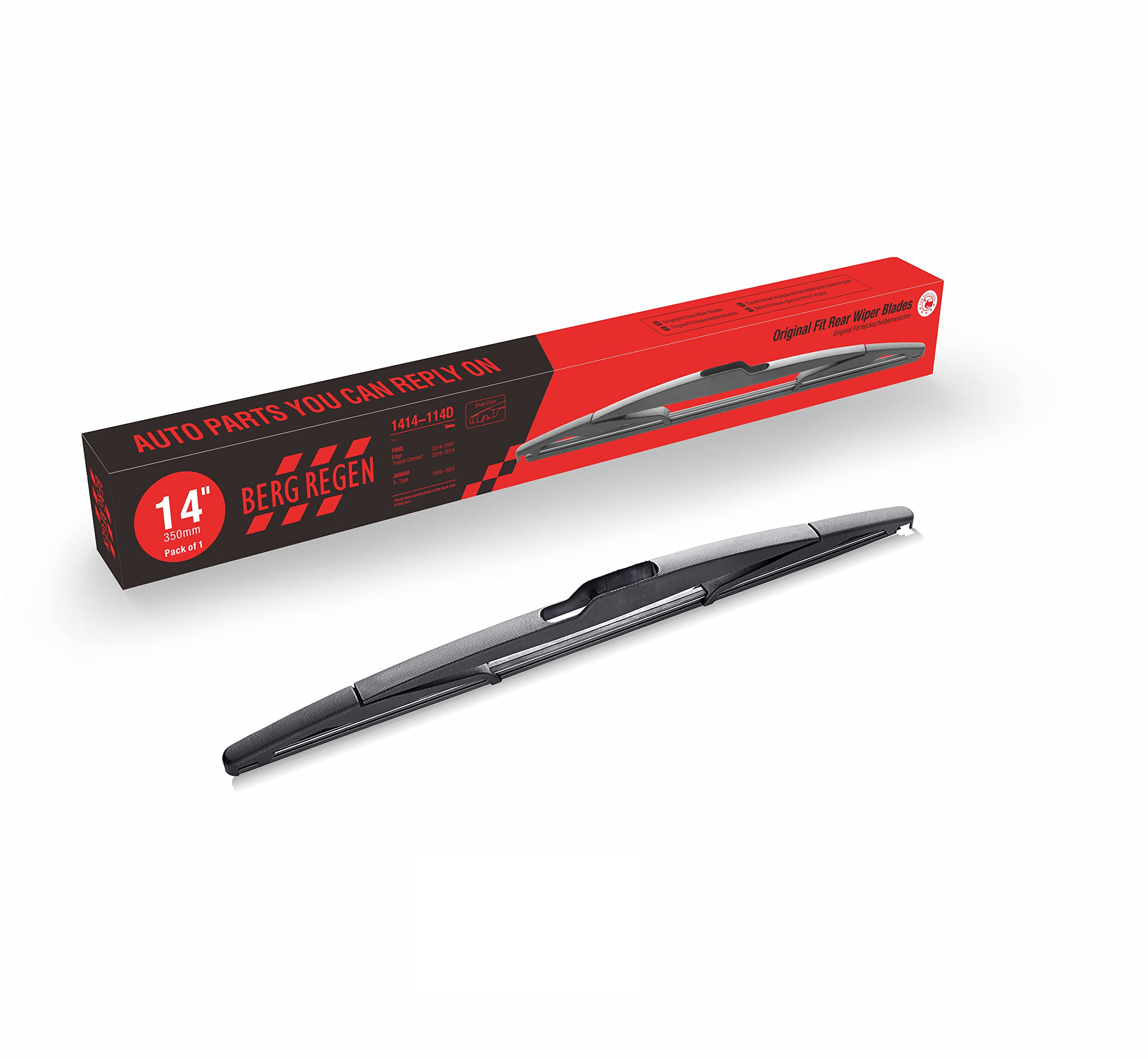 BERG REGEN Rear Wiper Blades 14 inch(14-D), Replacement For Ford Edge 2014-2007, Mazda 3 2009-2004, Volvo XC60 2017-2012, Lincoln MKX 2015-2007, Back Windshield Wiper Blades +More Cars