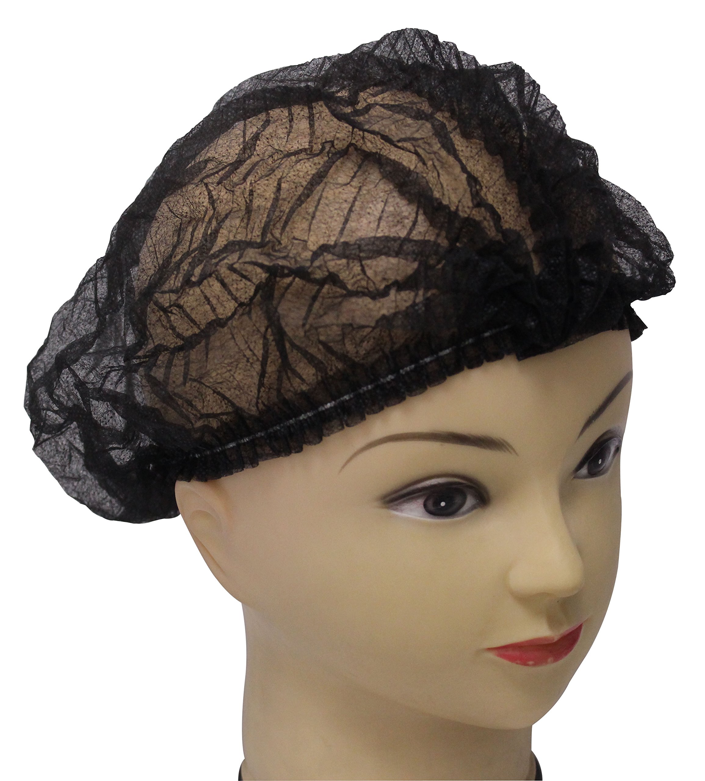 Yes!Fresh 100 Pieces Disposable 21 inch Non-Woven Bouffant Clip Caps Mob Mop caps hairnets Head Cover (Black)