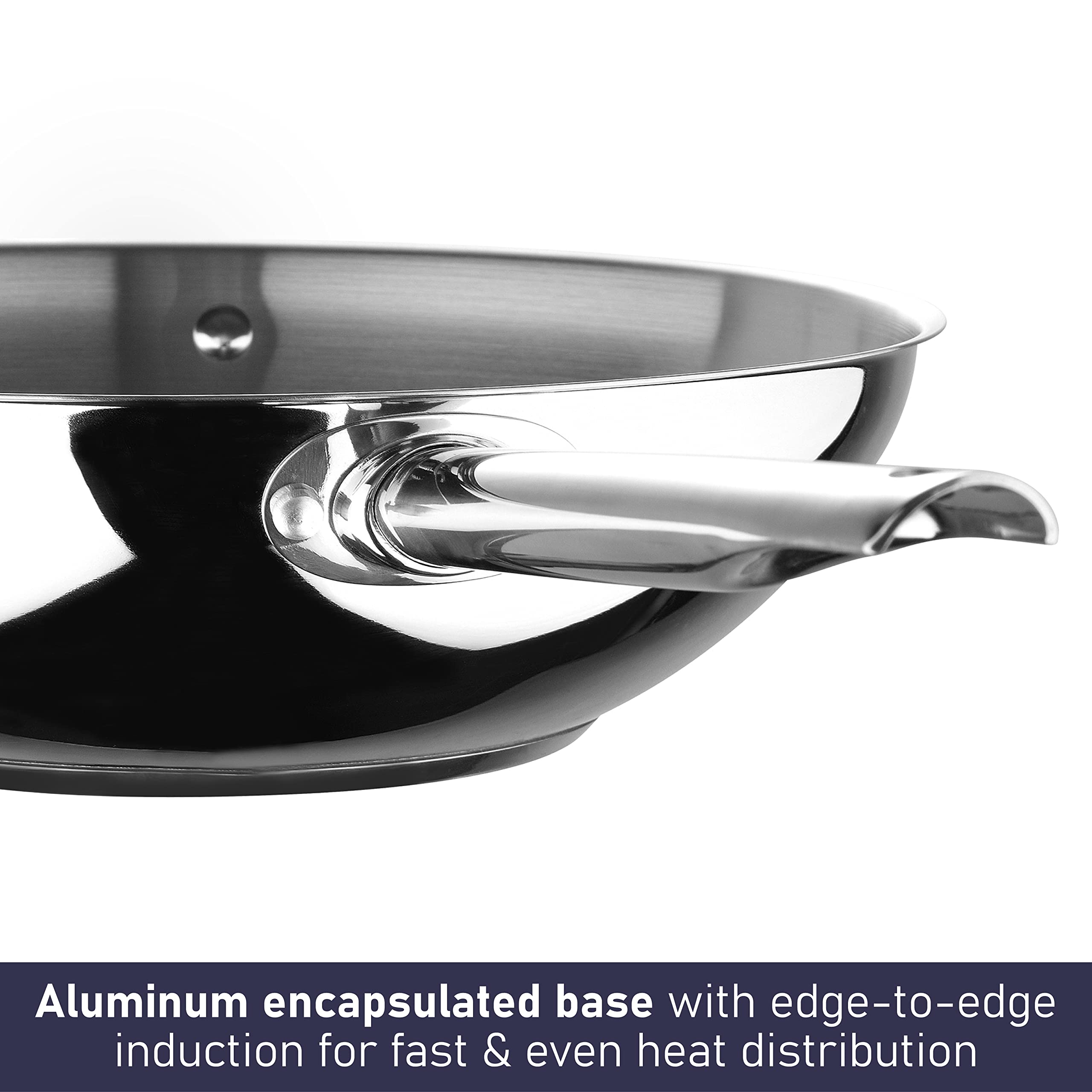 Bergner - Gourmet - 8 Quart Dutch Oven with Lid – Stainless-Steel Non-Stick Medium Dutch Oven with Tempered Glass Lid - Even Heat Distribution - Safe For All Stove Types