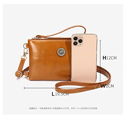 Belsmi Small Crossbody Cell Phone Purse for Women, Mini Messenger RFID Blocking Travel Shoulder Handbag Leather Wallet (Red)