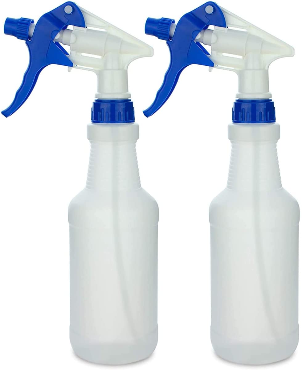 BRIGHTFROM Plastic Spray Bottles, Empty 16 OZ, Leak Proof 2 PACK for Cleaning and Chemical Solutions, Adjustable Spray Nozzle - Fine/Stream - All Purpose