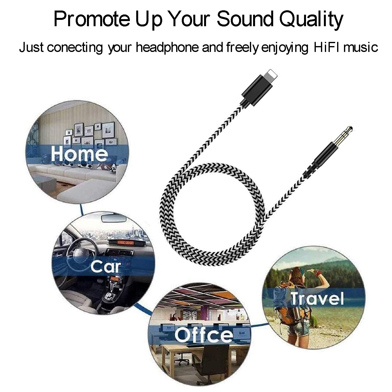 esbeecables AUX Cord for iPhone, 3.3FT [MFi Certified] Lightning to 3.5mm AUX Audio Stereo Cable for iPhone 14/13/ 12/11/ XS/XR/X 8 7/ iPad/iPod to Headphone, Speaker, Home/Car Stereo, Support iOS 16