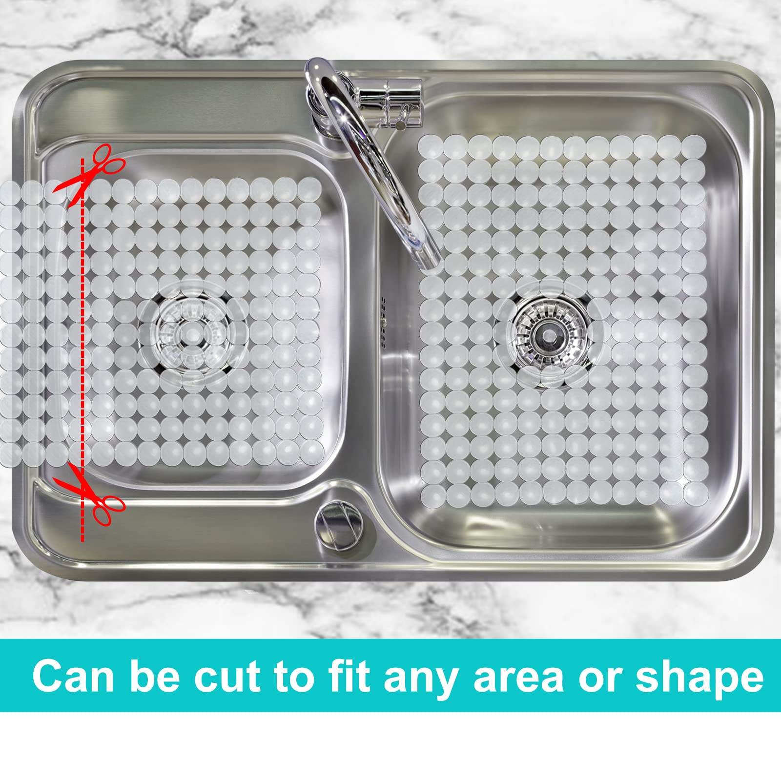 Coopay 2 Pack Kitchen Sink Mat Plastic Sink Protect Mat PVC Eco-Friendly Kitchen Adjustable Stainless Steel/Porcelain Dish Drying Pad Sink Protector for Bottom of Kitchen Sink, 15 x 11 Inches (Clear)