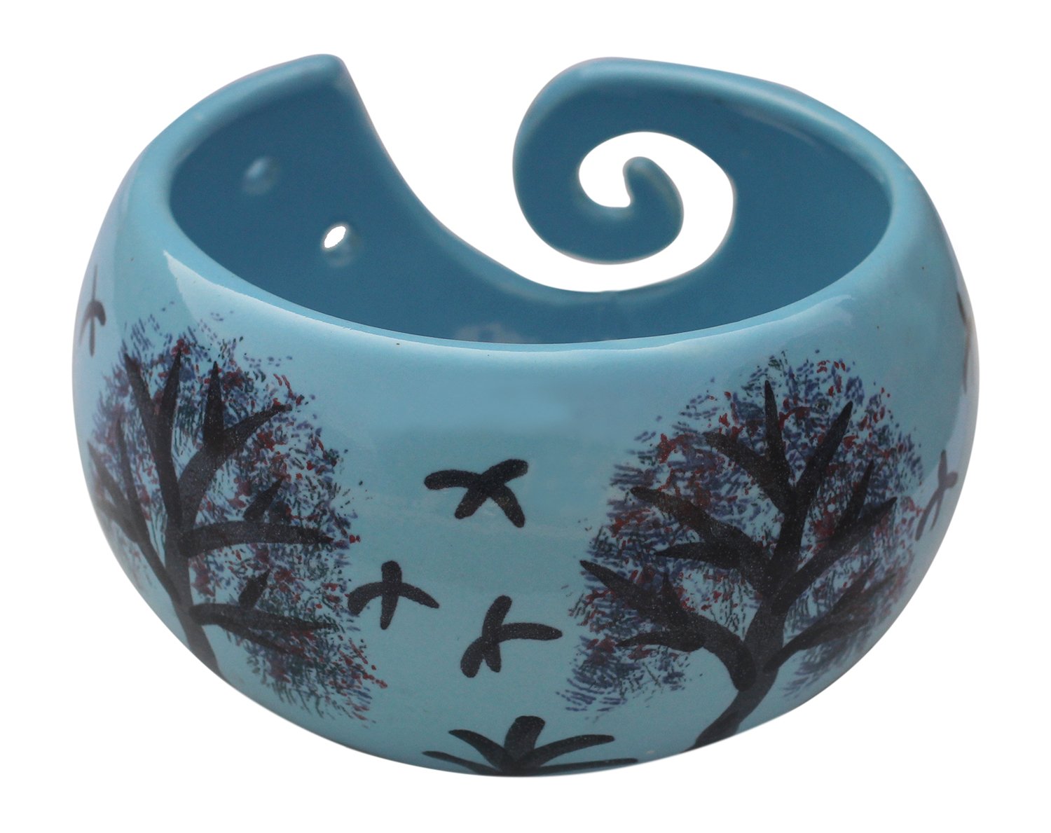 for Mom: 7-Inch Ceramic Yarn Bowl for Crocheting β Tangle-Free Knitting with Smooth Spiral Outlet by Abhandicrafts