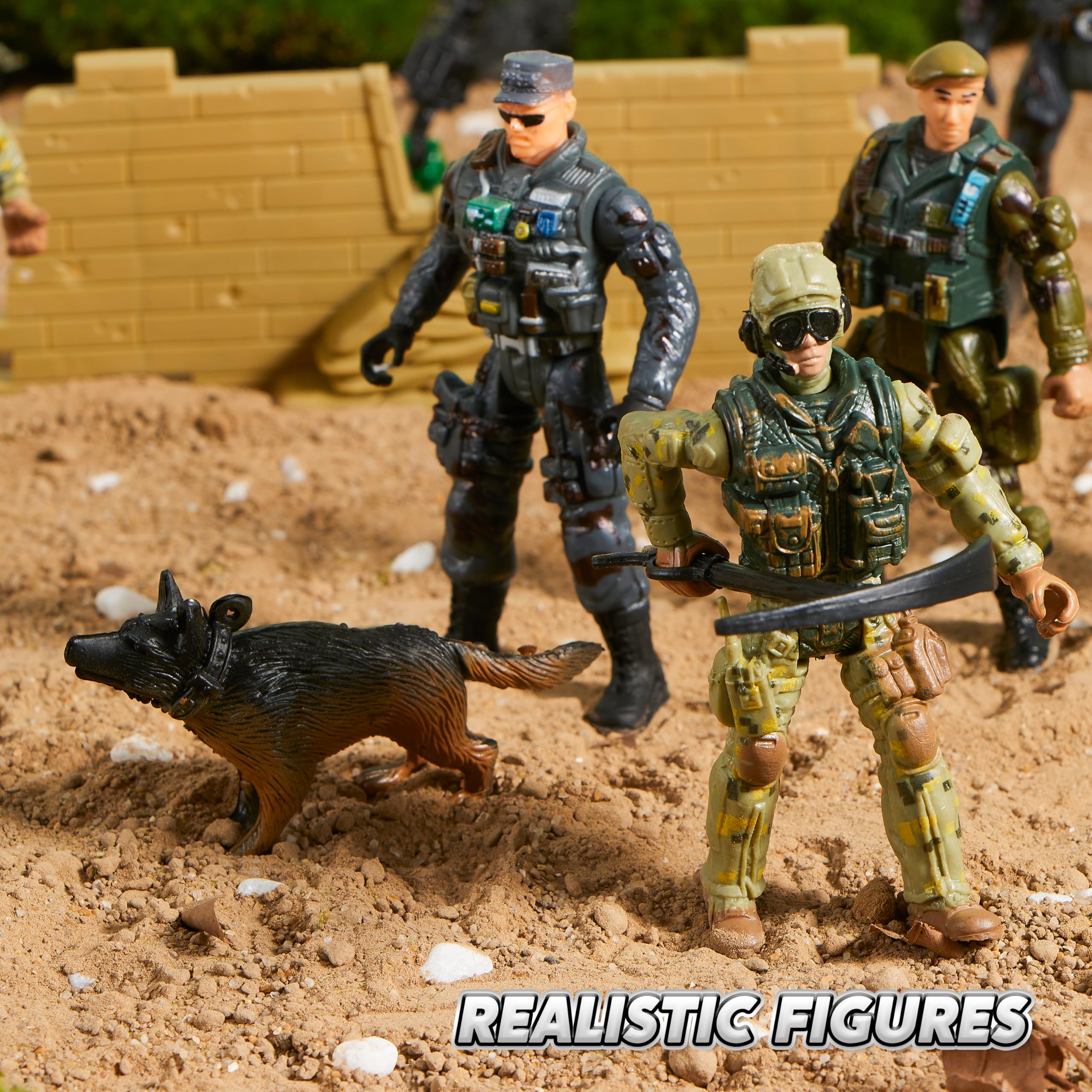 JOYIN 16 PCs Army Men Playset with 12 Realistic Army Ranger Men Action Figures and Weapon Gear Accessories, Military Soldiers Action Figures Playset for Boys Gift
