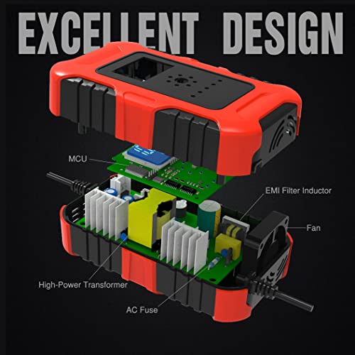 ATian 10-Amp Battery Charger, 12V/10A 24V/5A Smart Automatic Maintainer Trickle Charger with Temperature Compensation for Car Motorcycle Lawn Mower Lear-Acid AGM LiFePO4 Battery