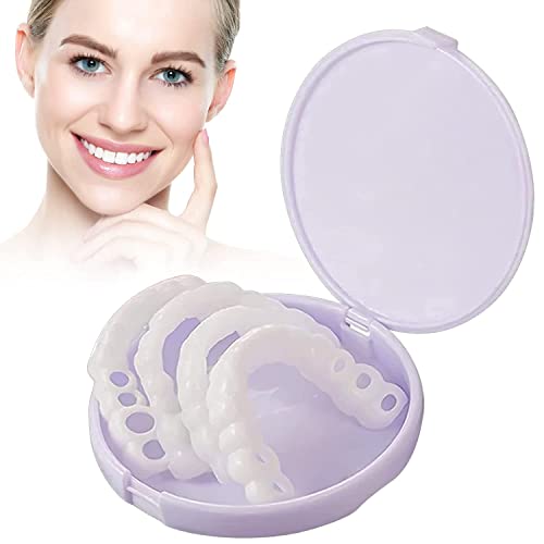 Fake Teeth Kit, 4 PCS Dentures Teeth for Women and Men, Dental Veneers for Temporary Teeth Restoration, Nature and Comfortable, Protect Your Teeth and Regain Confident Smile