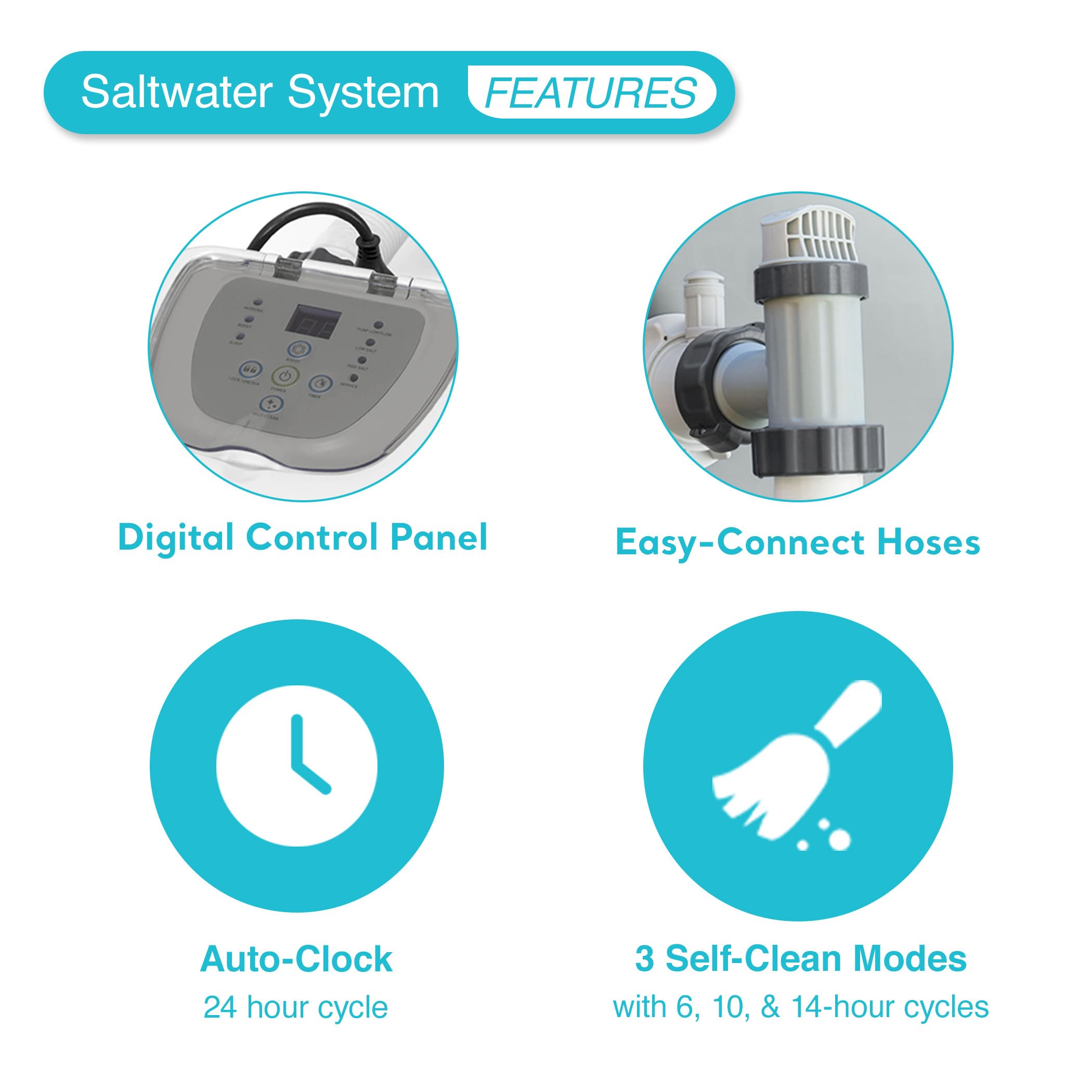 Intex QS500 Krystal Clear Saltwater Chlorine System for Above Ground Pools: Keeps Water Clean and Clear – Reduces Chemical Use – Up to 7000 Gal. Pools