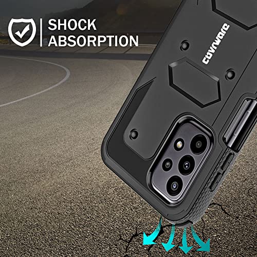 Covrware for Samsung Galaxy A23 5G / A23 (4G) Aegis Series case, Full-Body Rugged Dual-Layer Shockproof Protective Swivel Belt-Clip Holster Cover with Built-in Screen Protector, Kickstand, Black