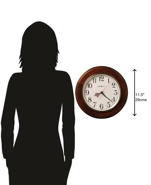 Howard Miller Culdesac Wall Clock 547-659 â 11.5-Inch Windsor Cherry Finish, Round Brass-Finished Bezel, Natural Home Decor, Off-White Dial, Quartz Movement Timepiece