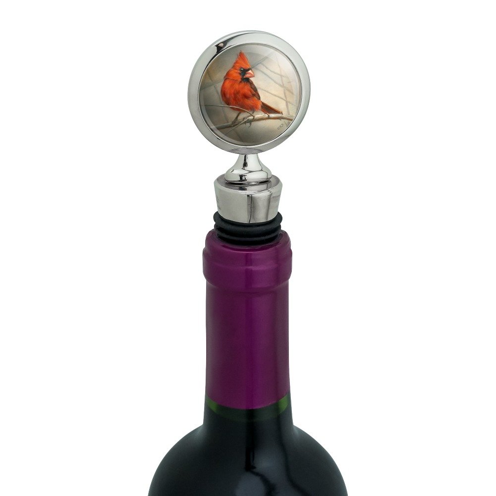 Cardinal Red Bird on Tree Branch Wine Bottle Stopper