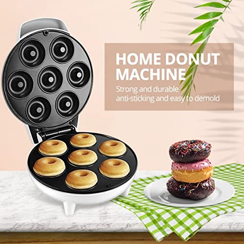 Mini Donut Maker Machine, Electric Non-Stick Donut Maker Machine for Makes 7 Doughnuts, Kid-Friendly Breakfast, Snacks, Donut Print Desserts & More for Home and Travel Use