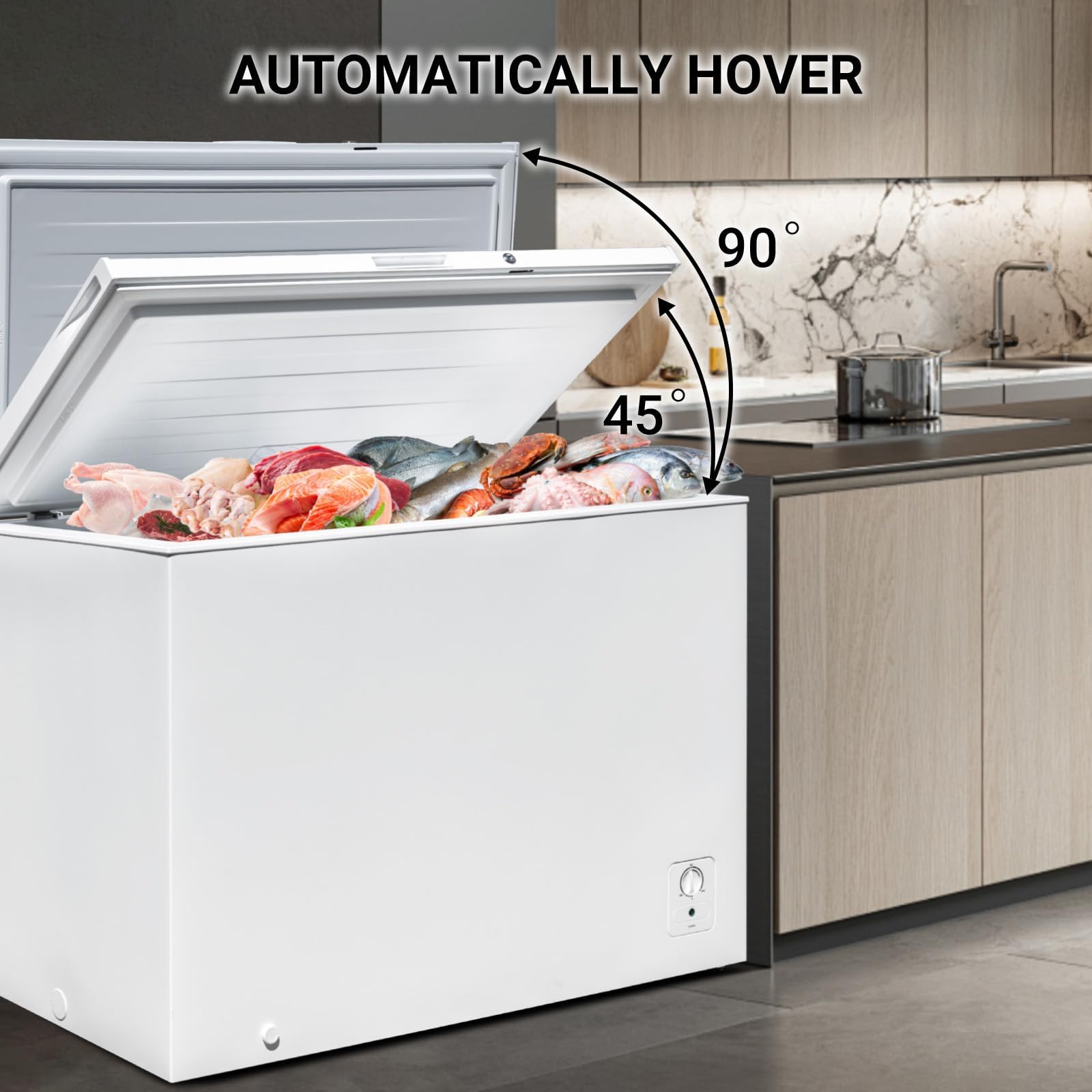 Chest Freezer 5.0 Cu.Ft Deep Freezer, Garage Feezers Top Door Refrigerator with 4 Removable Baskets, Manual Defrost Compact Small Freezer, Restaurant,White