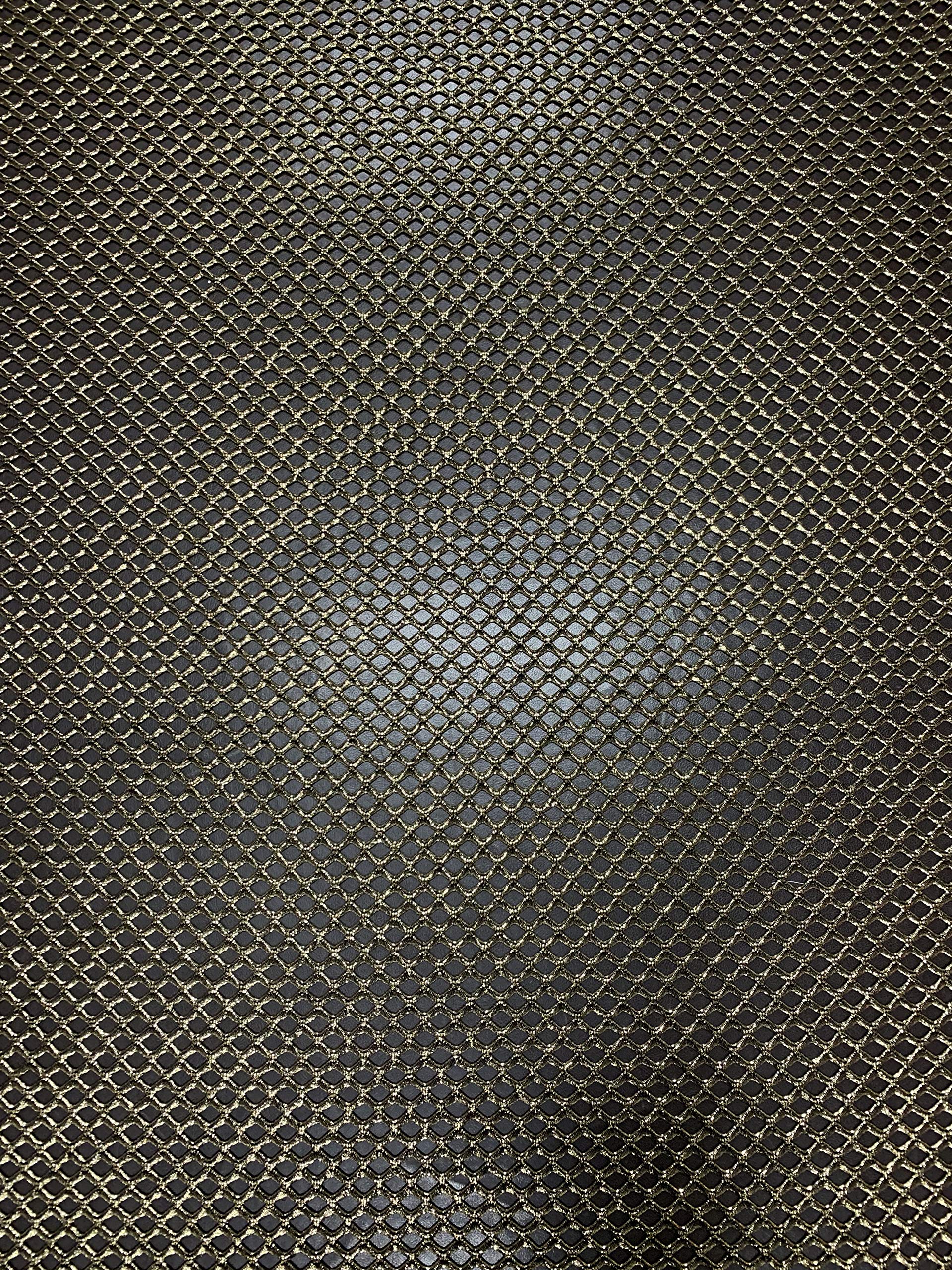 Diamond Mesh Big Hole 0.5 Inch with or Without Silver Foil Stretch Polyester Spandex Mesh Fabric by The Yard (Black with Gold Foil)
