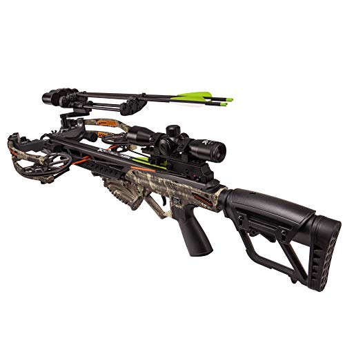 Bear X Constrictor Ready to Shoot Crossbow Package with Scope, Quiver, Bolts, Cocking Rope, and Wax, Strata Finish