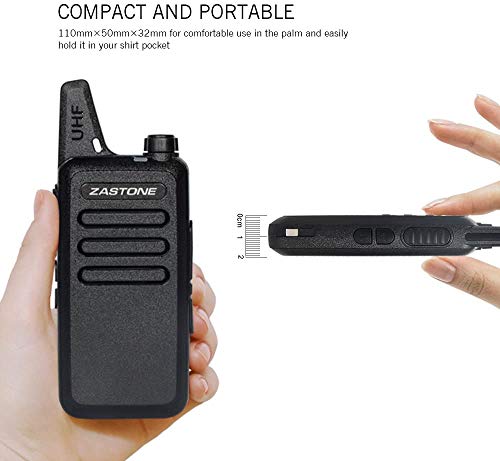 Zastone X6 Rechargeable Long Range Two-Way Radios with Earpiece 2 Pack 3W 16-Channel UHF Walkie Talkies