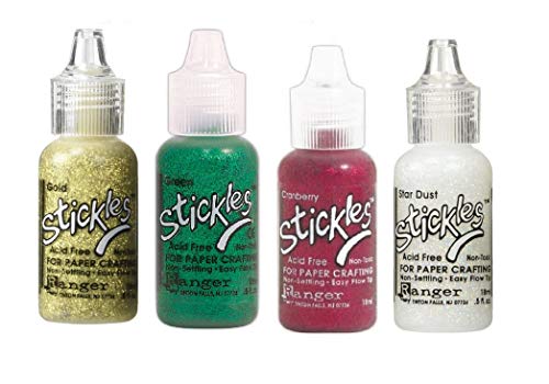 Stickles Glitter Glue 4-Color Bundle: Gold, Green, Cranberry, Stardust