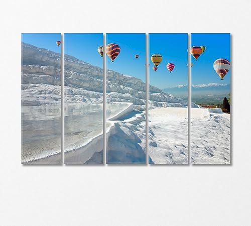 Balloons Over the Thermal Springs of Pamukkale Canvas Print 1 Panel / 36x24 inches