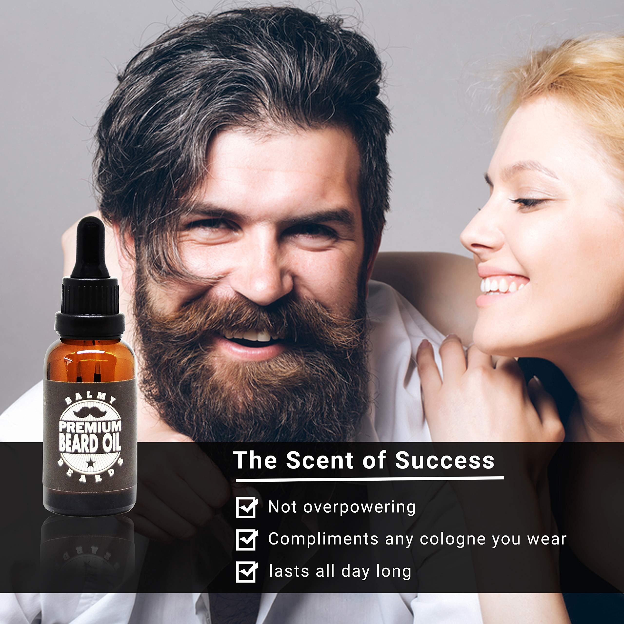 Balmy Beards Premium Beard and Moustache Oil for Men - 100% Organic Oils, Leave-In-Conditioner - Softner for Growth, Hydrates and Mosturizes Skin