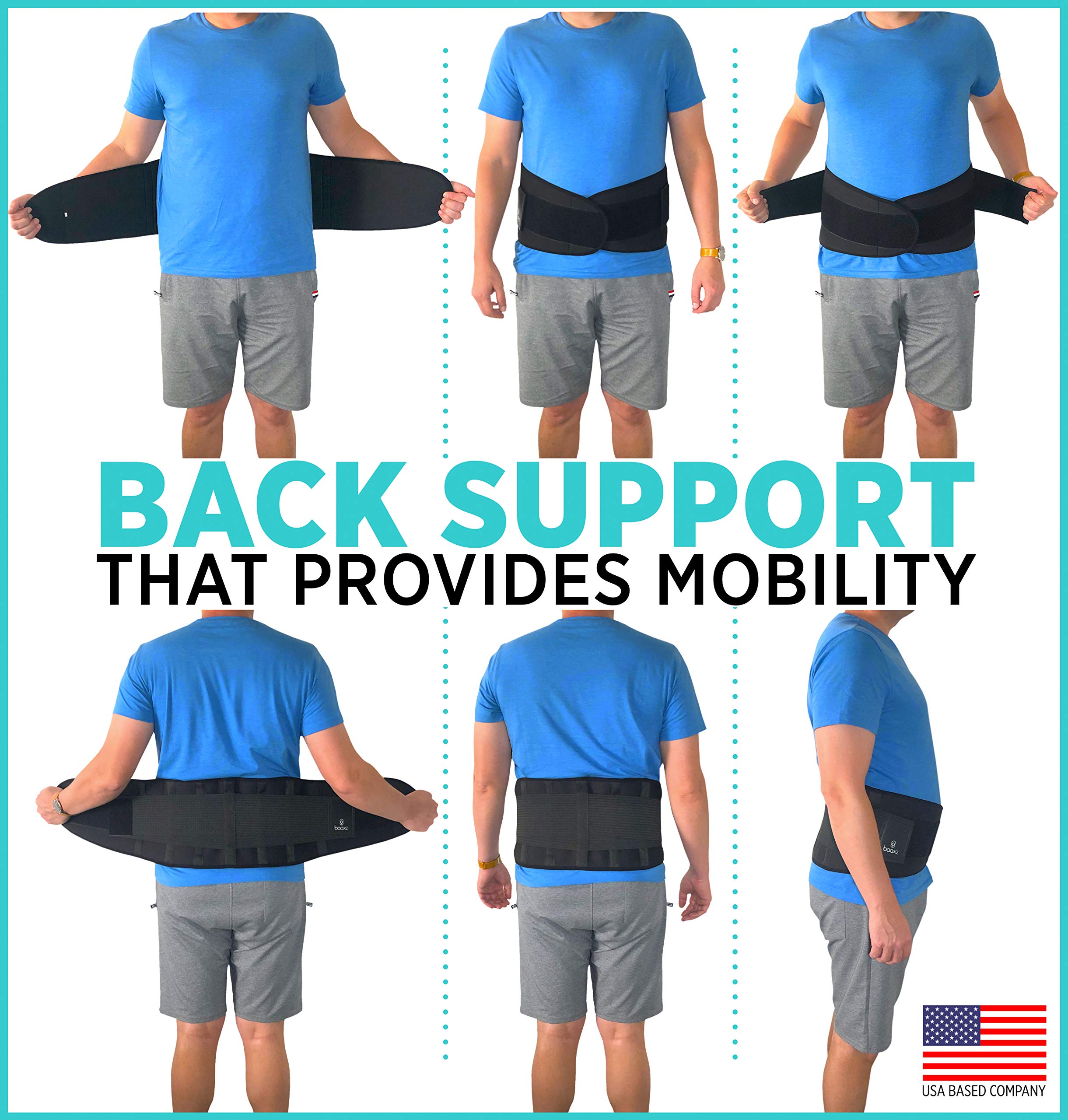 Baaxz Lower Back Brace Immediate Pain Relief from Back Pain, Hernia, Stiffness, Nerve Injury and more - Adjustable Compression - Interior Hot Cold Gel Pack Pocket - Lumbar Support Belt - Size 2XL