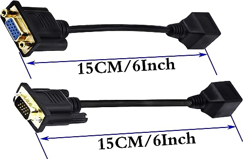 zdyCGTime RJ45 to VGA Cable, VGA 15-Pin Port Female&Male to RJ45 Female Cat5/6 Ethernet LAN Console for Multimedia Video(15CM/6Inch) 2Pack
