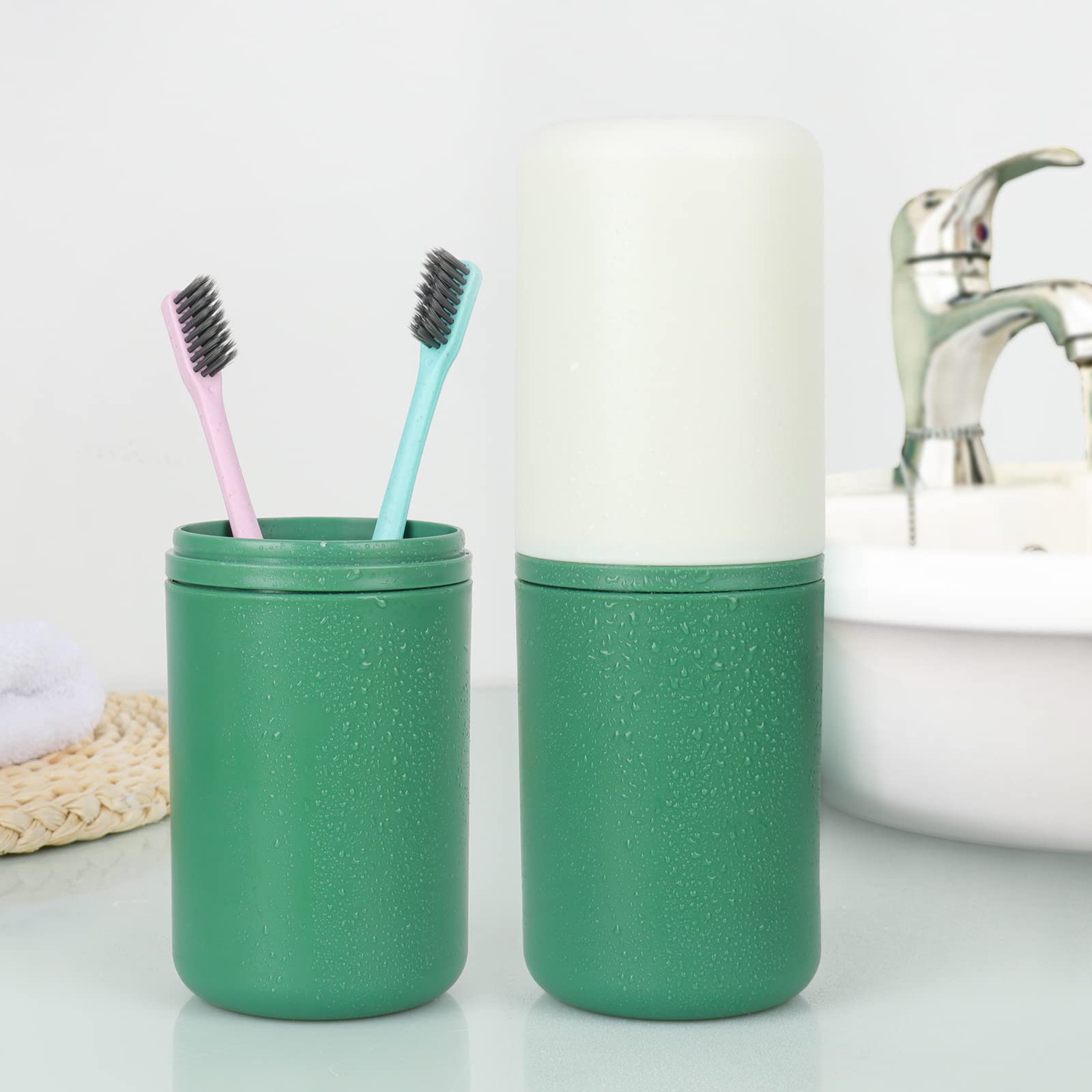 Hooqict Travel Toothbrush Case Portable Toothbrush Carrier Case Plastic Toothbrush Storage Case Cover Toothbrush Cup Container for Travelling, Camping, Bathroom, Home, School