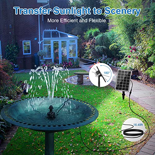 GAIZERL Solar Fountain with 2000 Battery - Work On Cloudy Days - 2023 Upgrade 3.5W Glass Panel Solar Powered Bird Bath Water Pump with Stakes, 16.4ft Cable, Colorful LED Lights, 7 Nozzles for Garden