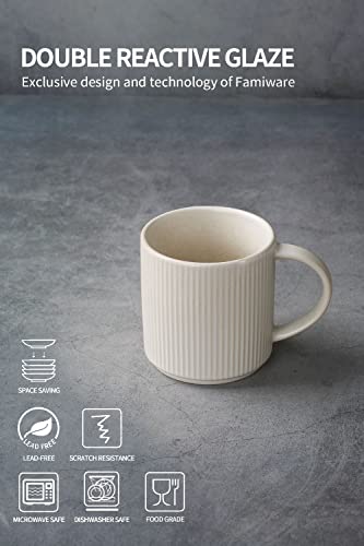 famiware 4 Pieces Coffee Cups, 12 oz Catering Mug with Handle for Coffee, Tea, Cocoa, Milk, Matte White