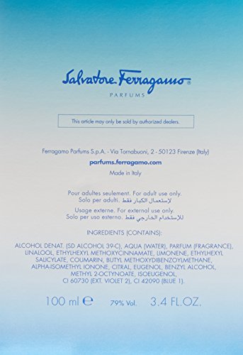 Salvatore Ferragamo Incanto Blue Cologne Eau De Toilette Spray 3.4 Ounce