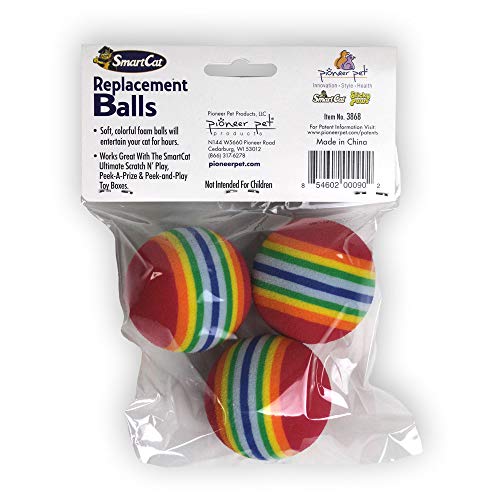 Pioneer Pet Toy Box Balls for Cat Colors may vary, 3 Count