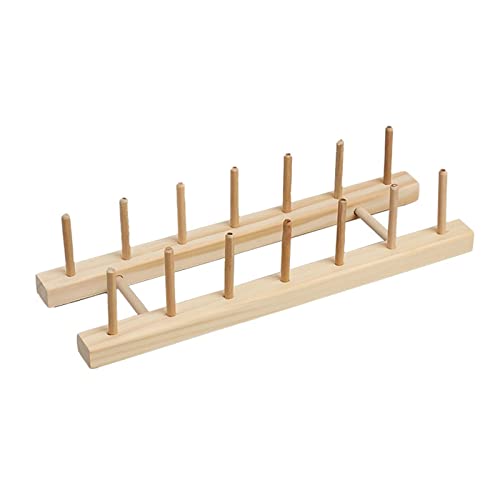 Fancyes Sewing Thread Holder Embroidery Knitting Multispool Needlework Quilting Rope Strings Organizer Wood Shelf Wood Thread Rack, 29.5cmx9.5cmx4.6cm