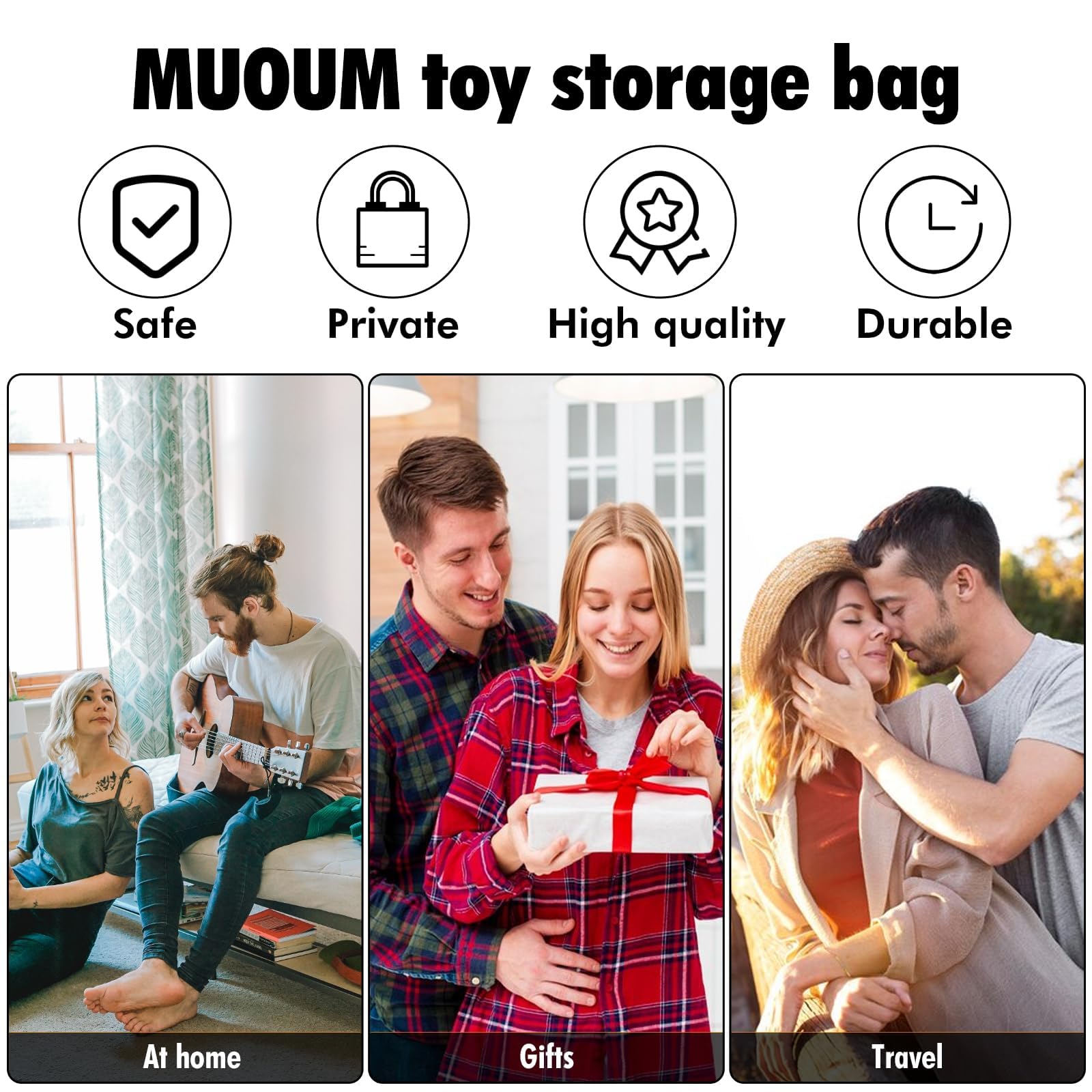 MUOUM Discreet Lockable Adult Storage Toy Bag And 2pcs L Size (8.6 * 11.8inch) Microfiber Drawstring Bag Box Organizer Container