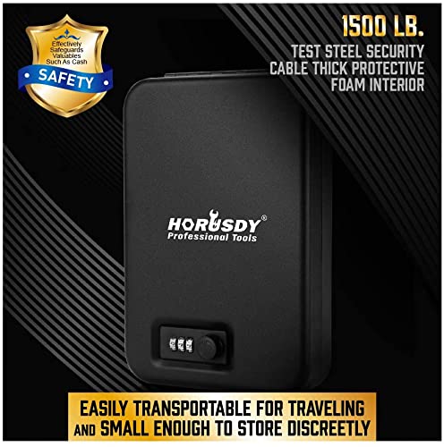HORUSDY Lock box for Guns and Valuables,Portable Security Case Lock Box Safe with Combination Lock