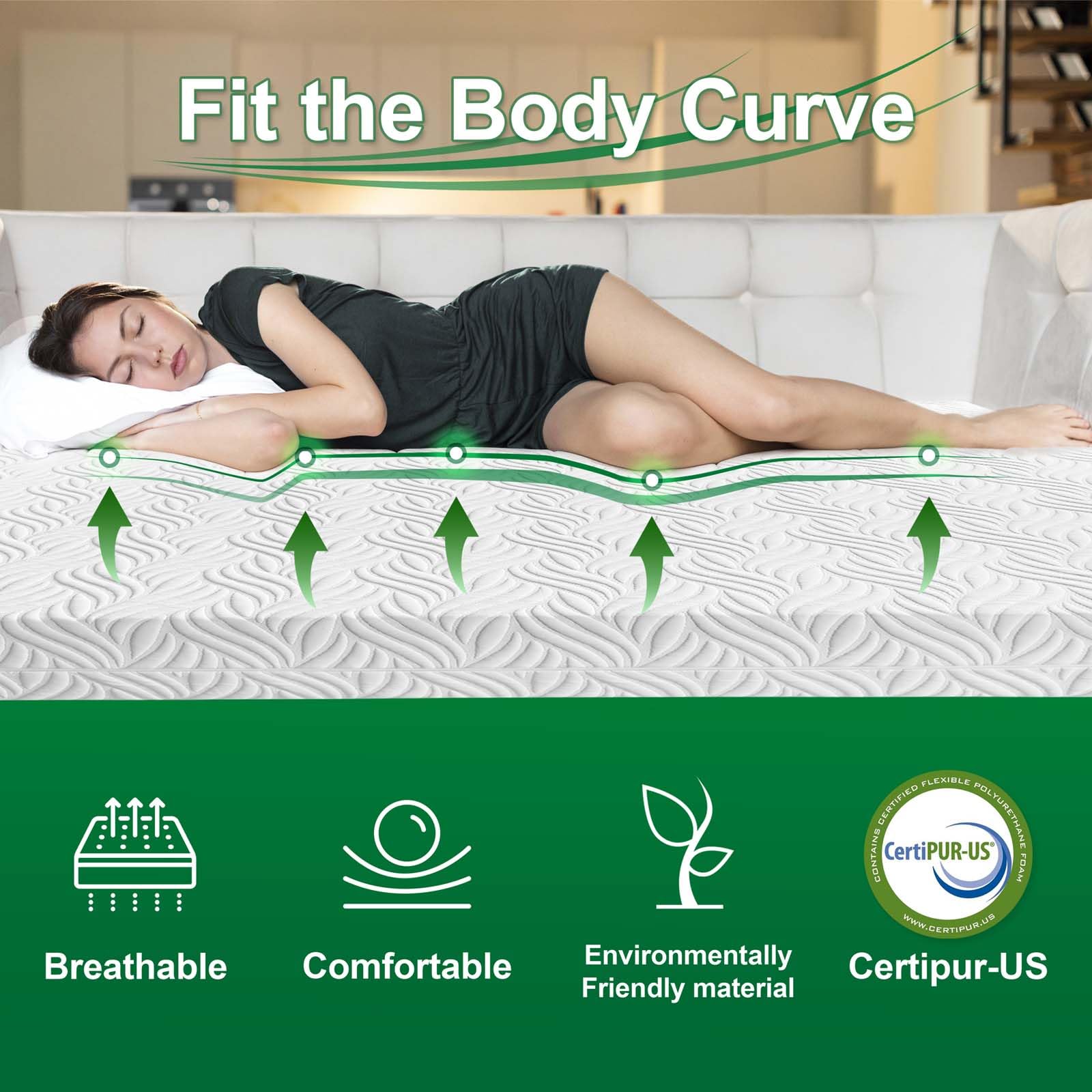 FTOPBTB King Size Mattress, 10 Inch Comfort Cooling Memory Foam Mattress in a Box, Tight Top Mattress for Motion Isolation&Pressure Relief, CertiPUR-US Certified (King)