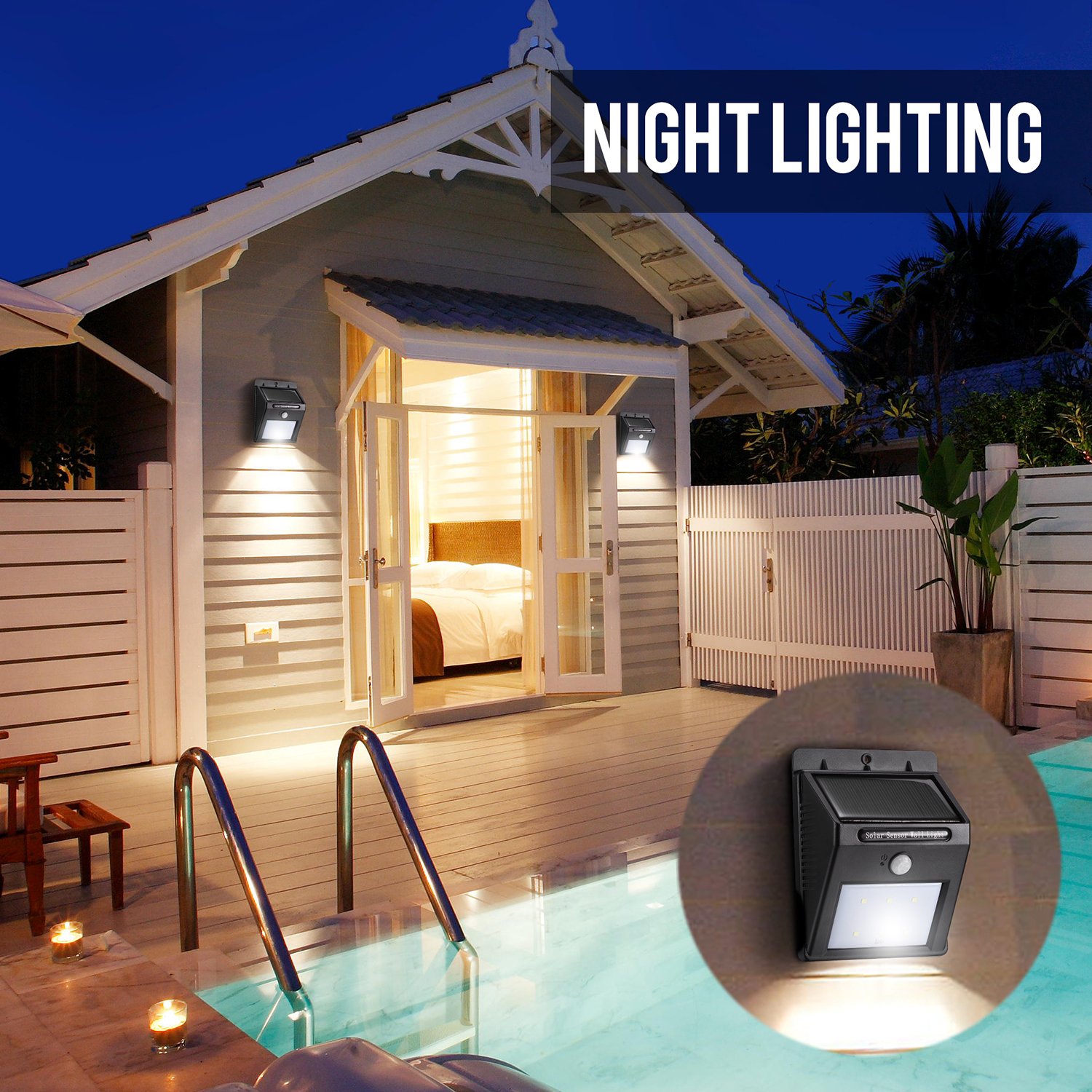 Gteak Outdoor Solar Motion Lights,16 led Solar Powered Motion Sensor Light in Night, Wall Mount Style for Home, Garden,