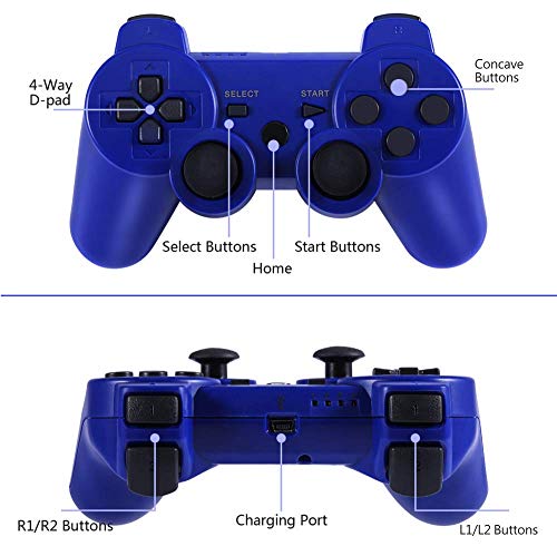 Game Controller, Wireless Controller Double Vibration Gamepad Compatible with 3 System, with Charging Cable